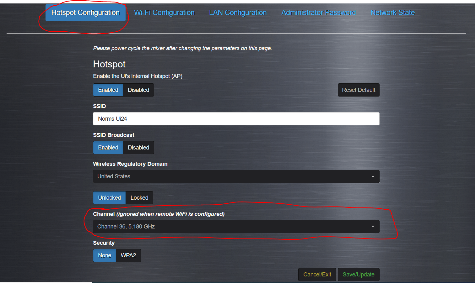 Changing Wi-Fi channels on Ui mixers Changing Wi-Fi channels on Ui mixers